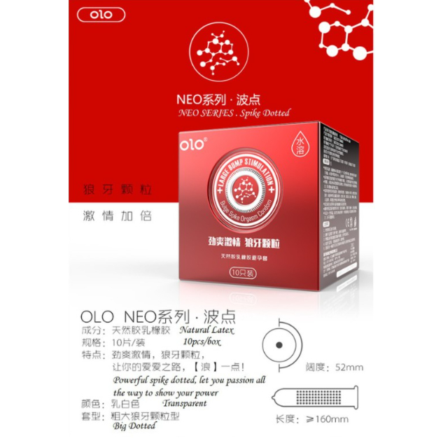 LOVE4U OLO 001 Condom Classic Ultra Thin Anatomic Long Lasting Dotted Hyaluronic Acid 10pcs/Box ...