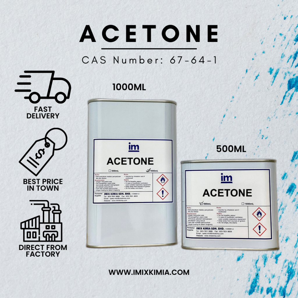 Acetone 99.9% / Dimethyl ketone / 2-propanone / 丙酮 - 500ml / 1000ml ...