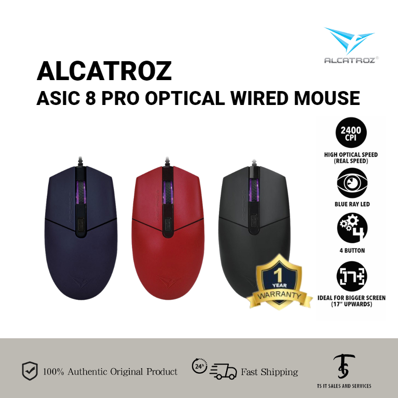 🔥Free Mouse Pad🔥Alcatroz Asic Pro 8 Blue Ray 4 Button Hi-Definition USB ...