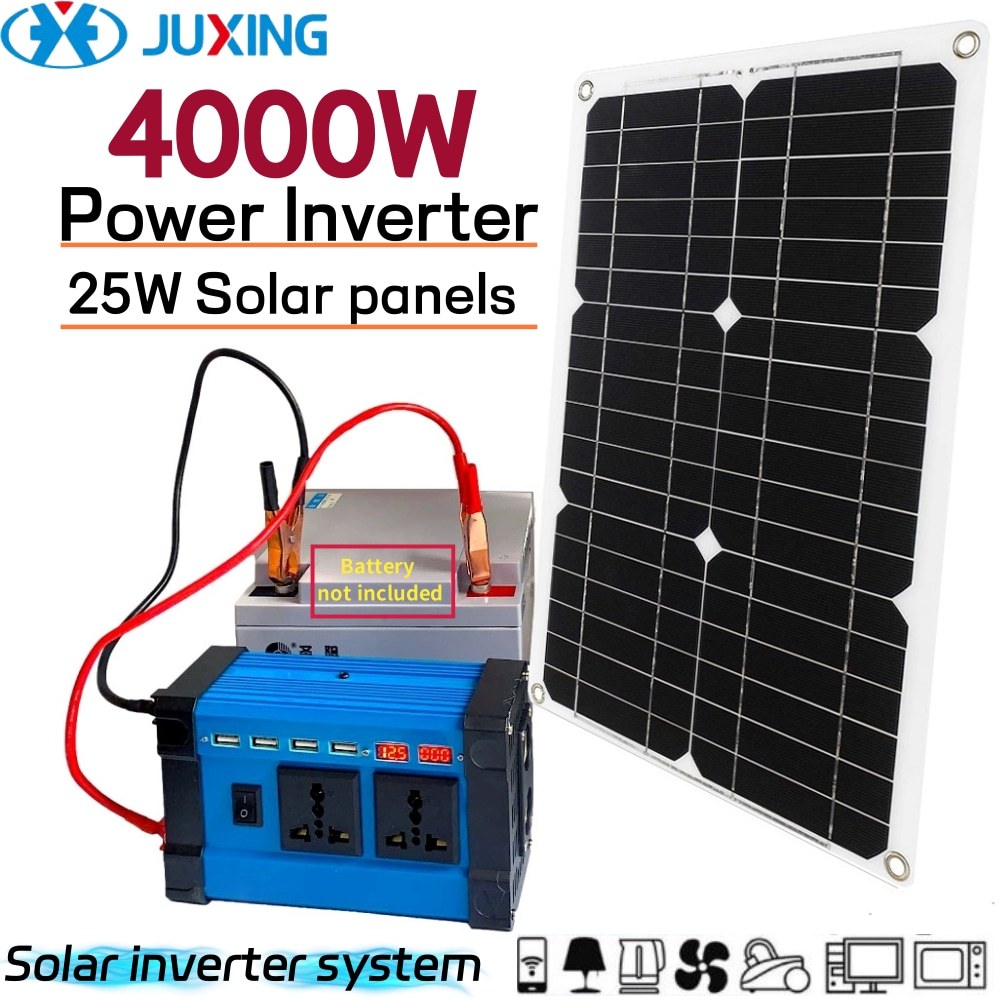 JUXING Solar Panel Power Inverter Kit DC12V to AC220V 4000W Car ...
