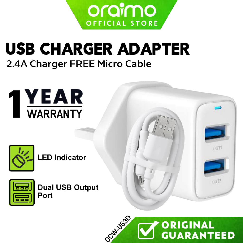 ORAIMO Quick Charging Charger Adapter Chager Android 2.4A Kepala ...