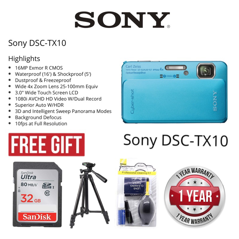 Waterproof Sony Cybershot DSC-TX10 original (1 years warranty) | Shopee Malaysia