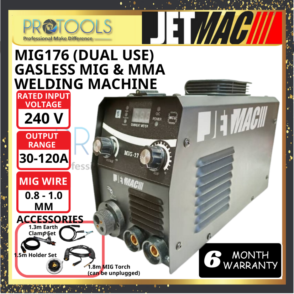 JETMAC MIG176 GASLESS MIG & MMA 2 IN 1 WELDING MACHINE CW 1 ROLL ...