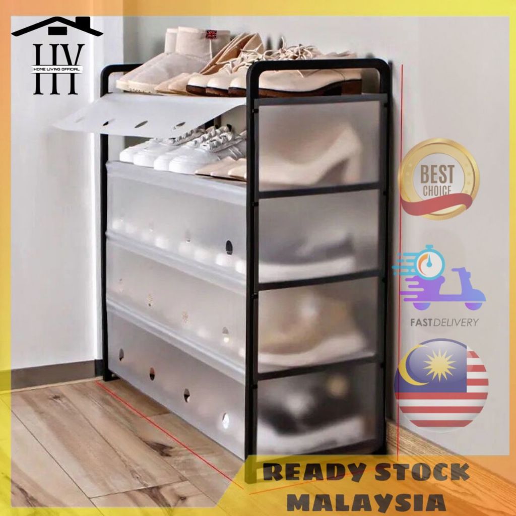 𝐎𝐅𝐅𝐄𝐑🔥 4/5 Tiers Shoes Rack Detachable Dustproof Shoe Cabinet Home ...