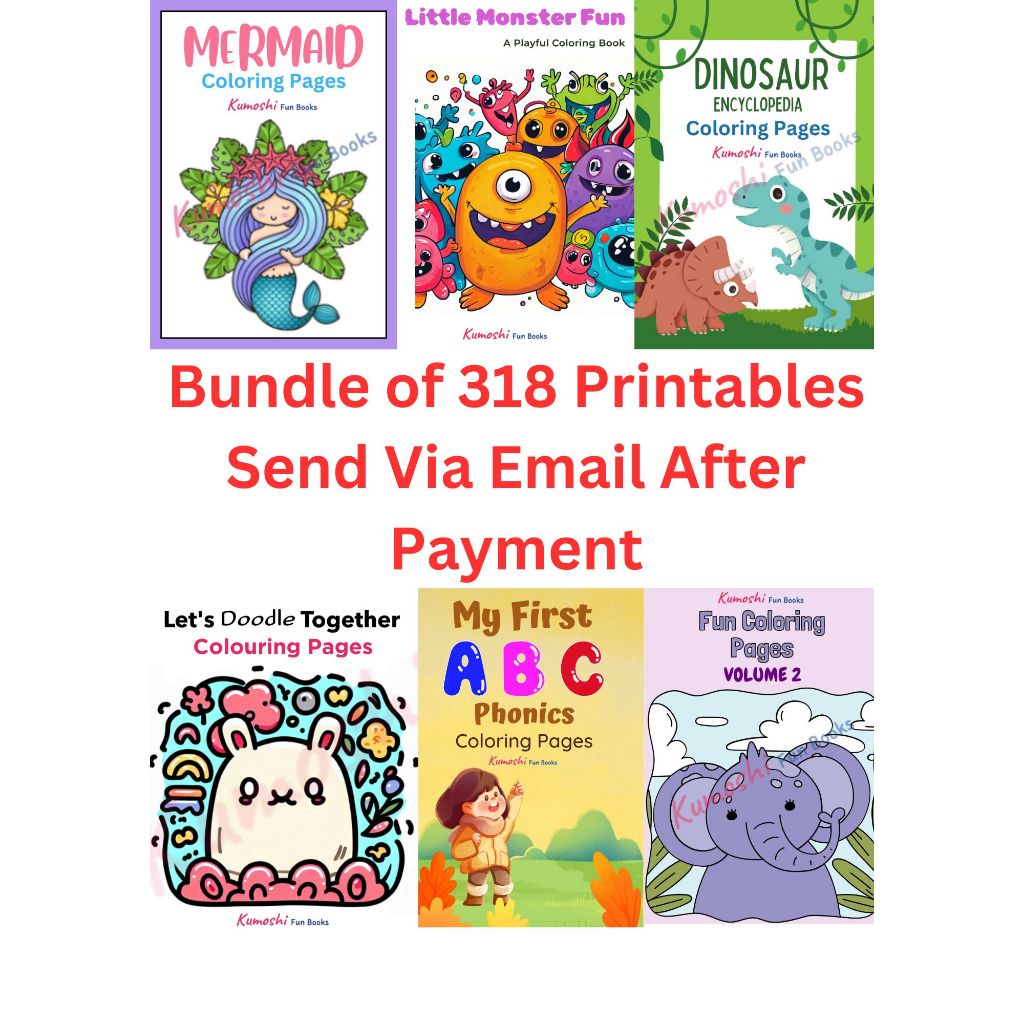 Bundle of 318 Unlimited Printable Coloring Pages Preschool Fun Cute ...