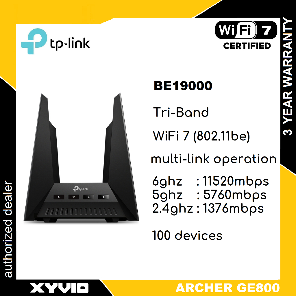 TP-LINK ARCHER GE800 BE19000 Tri-Band Wi-Fi 7 Gaming Router GE800 ...