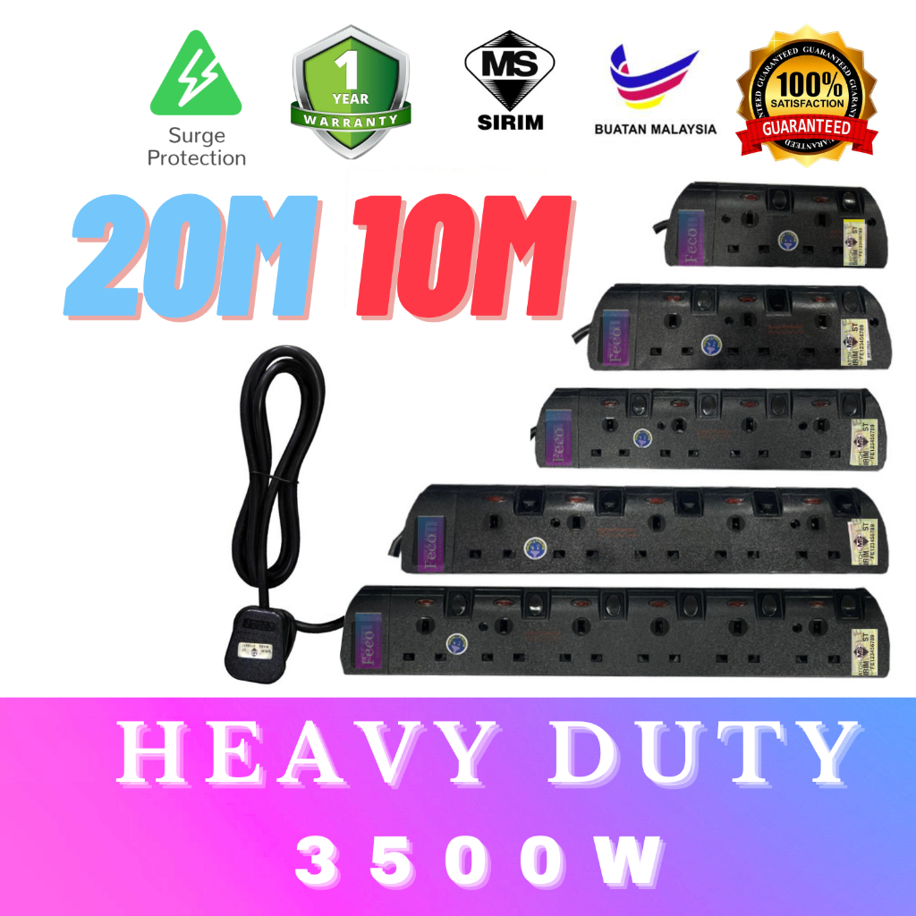 【3 PIN 】 TRAILING EXTENSION POWER STRIP PLUG HOLDER OUTLET SOCKET ...