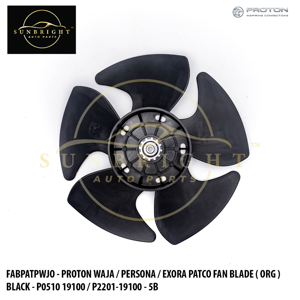 PROTON WAJA / PERSONA / EXORA PATCO FAN BLADE ( ORG ) BLACK - PW950175 / P0510 19100 / P2201 ...