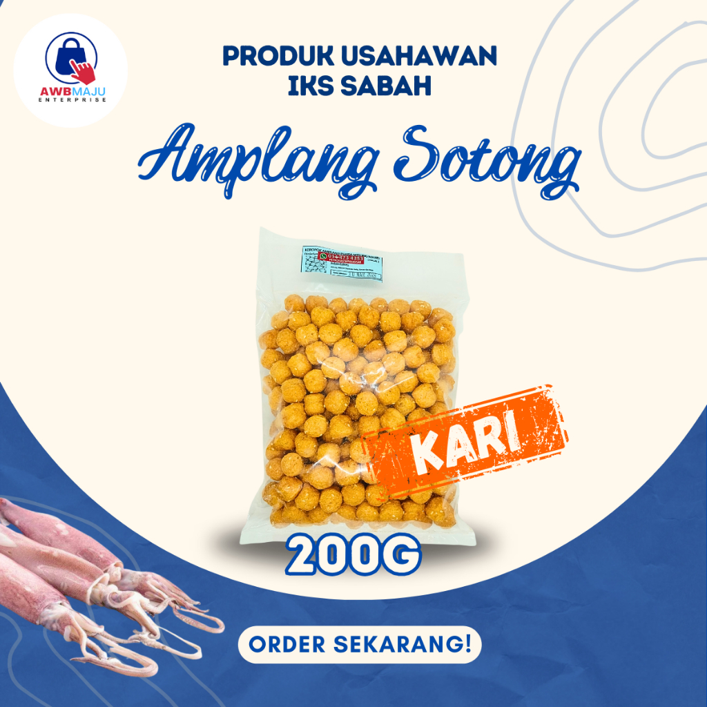 Keropok Amplang Sotong Kari ORIGINAL SABAH 200g (Produk Usahawan IKS ...