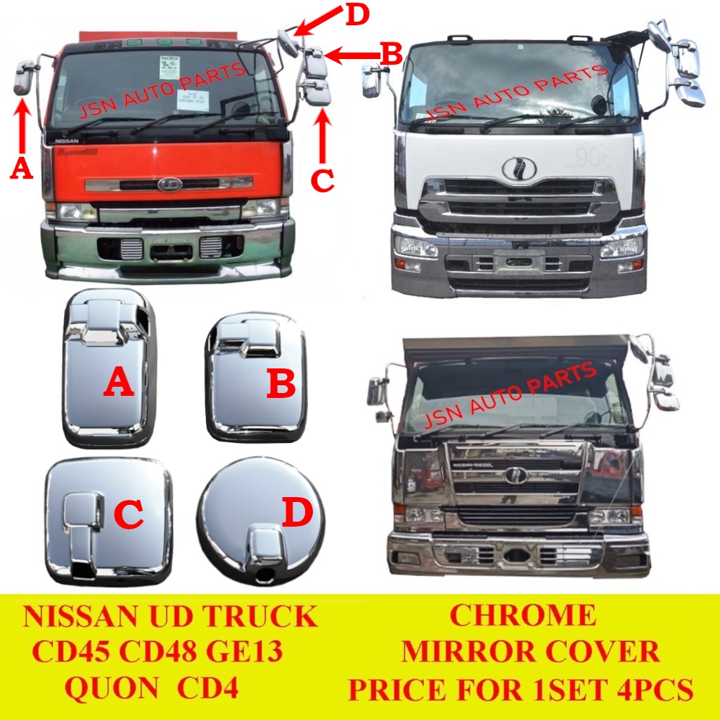 NISSAN UD TRUCK QUON CD4 CD45 CD48 GE13 CHROME MIRROR COVER SET ...