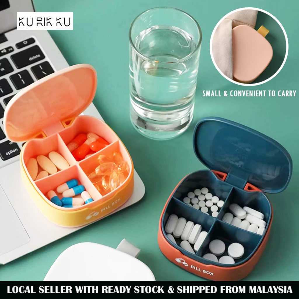 Portable Pill Box Kotak Ubat Bekas Ubat Travel Daily Pill Organizer ...