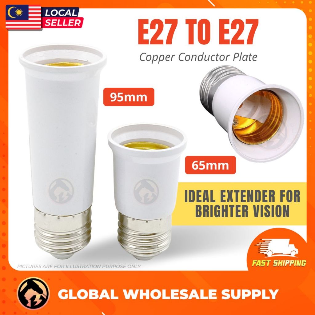[READY STOCK] E27 TO E27 65/95mm Lengthen Lamp Base Converter Light ...