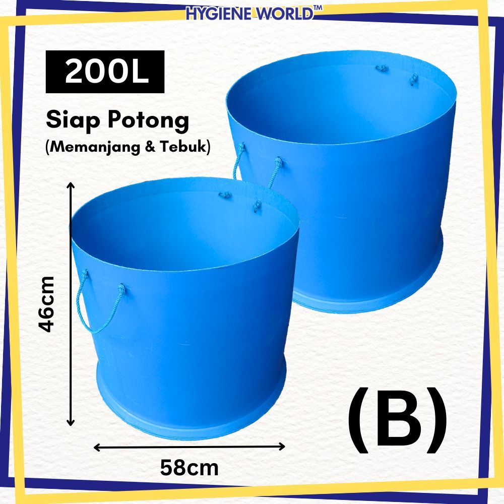 Tong Drum Plastik /Tong Air / Blue Drum Plastic / Bekas Tong 160L 200L ...