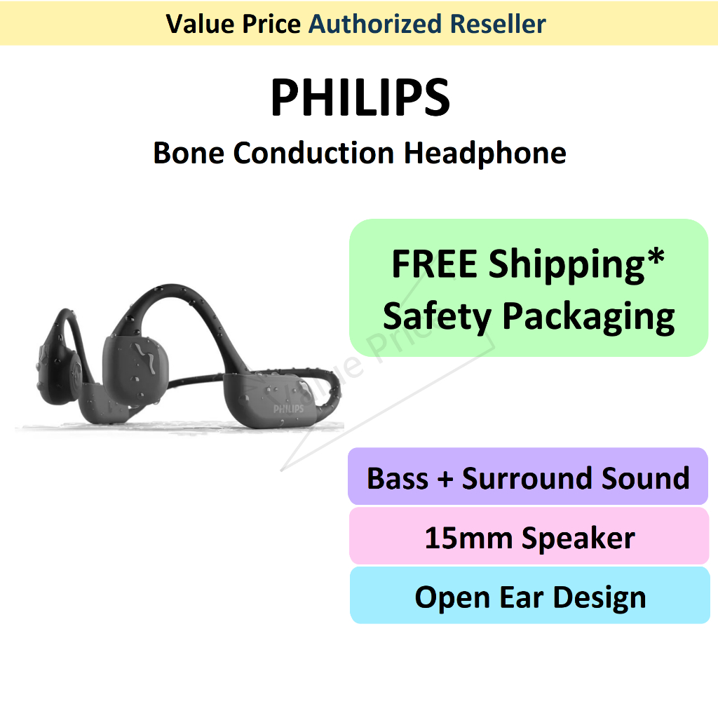 PHILIPS Wireless bluetooth Open Ear Headphones Bone conduction design ...