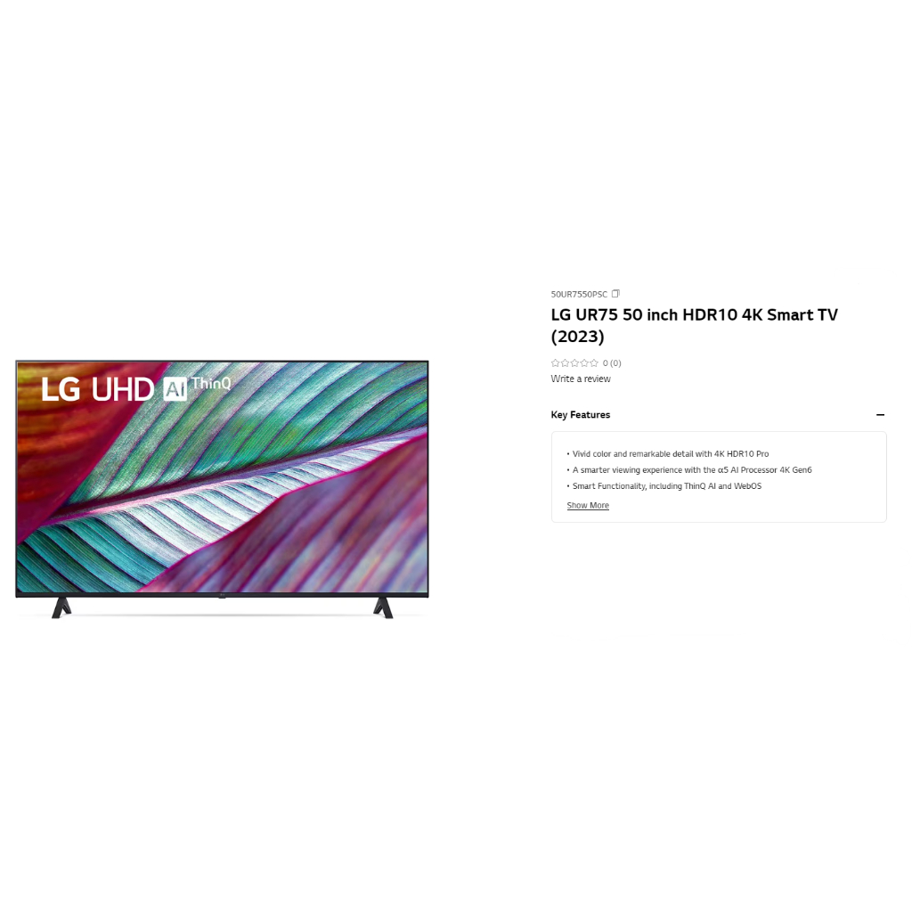 LG NEW 2023 50UR7550PSC UR75 50 inch HDR10 4K Smart TV | Shopee Malaysia