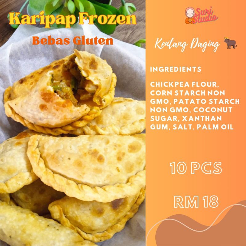 Karipap Frozen (sejuk beku) Bebas Gluten 1 pack 10 pcs / Curry puff ...
