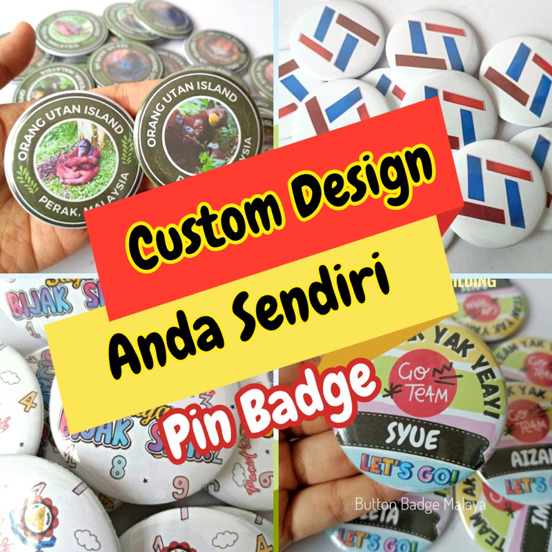 Custom Pin Badge Design Anda Sendiri 58mm untuk majlis event | Shopee ...