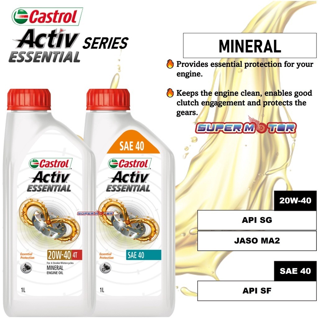 100% ORIGINAL CASTROL POWER1/ ACTIV CRUISE/ GO 4T 20W40 / ACTIV ...