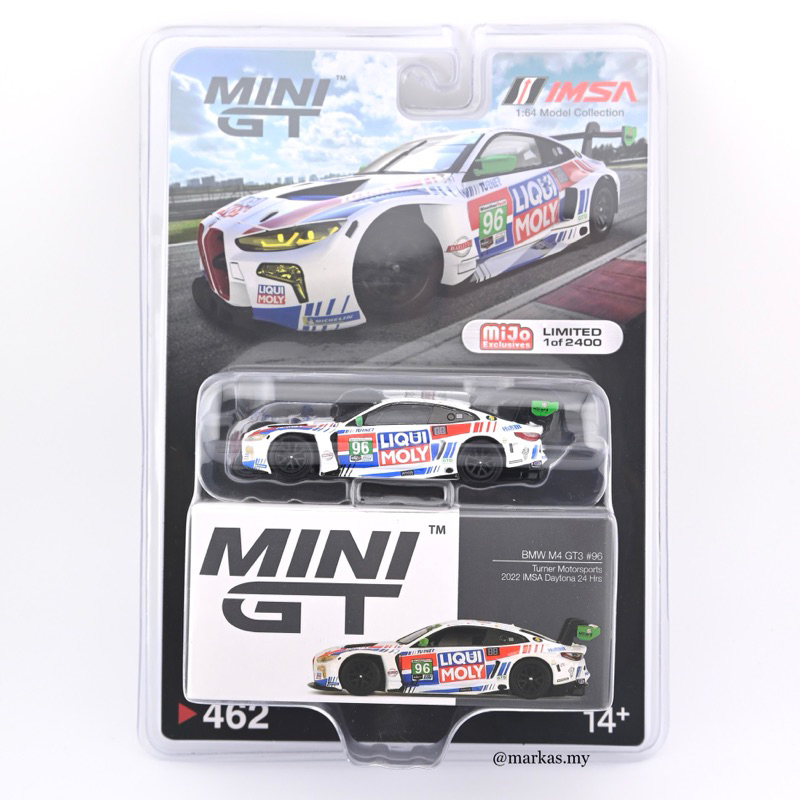 (MIJO BLISTER) MINI GT 1/64 #462 BMW M4 GT3 #96 TURNER MOTORSPORTS 2022 ...