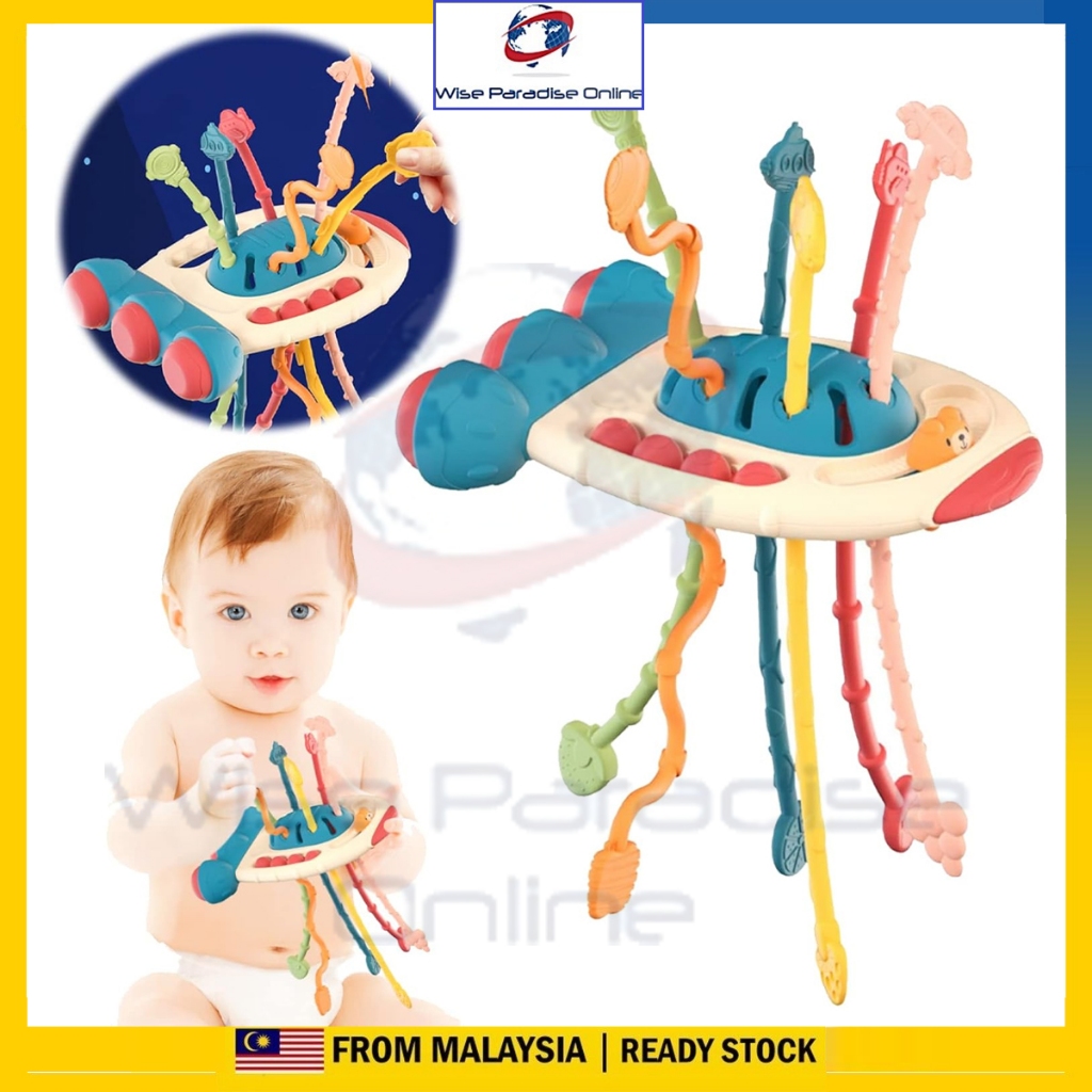 Rocket Pull String Sensory Toys Silicone Teething Rattles | Shopee Malaysia