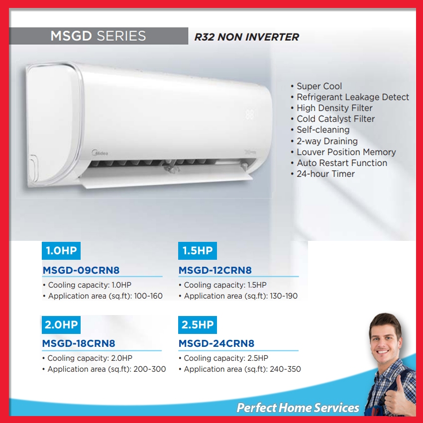 Midea New R32 1HP, 1.5HP, 2HP & 2.5HP (MSGD-09CRN8) Air Conditioner Ionizer Xtreme Dura 1.0HP ...