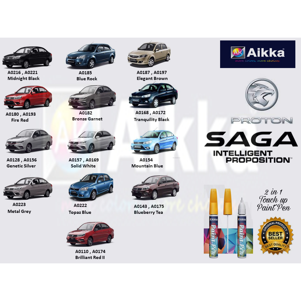 Aikka Touch Up Pen Paint Proton Saga OEM Colour | Shopee Malaysia