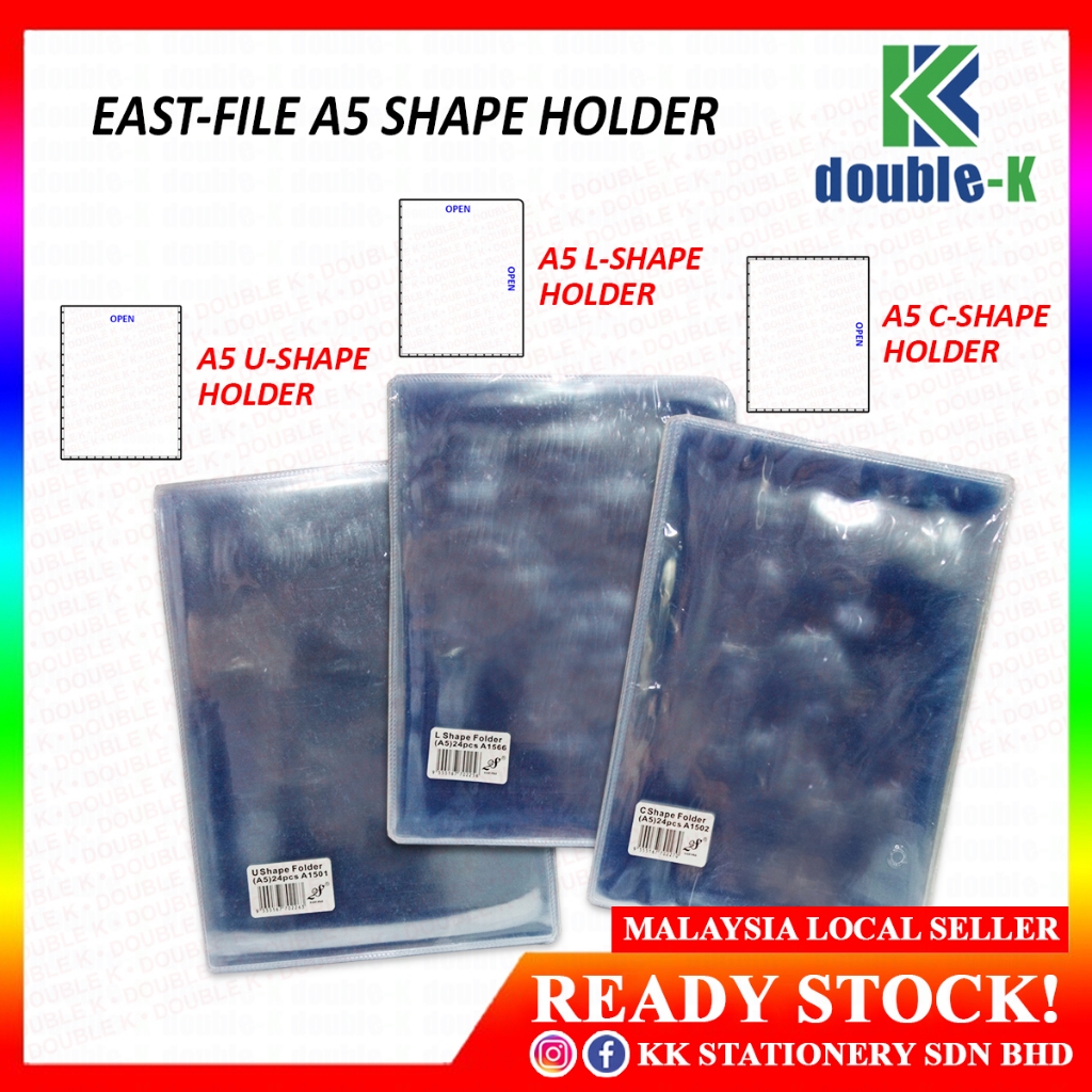 EAST-FILE Clear Transparent File A5 C-Shape Holder/ L-Shape Holder/ U ...