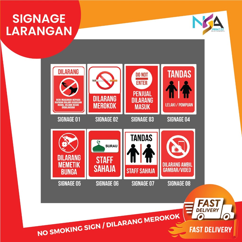 Sticker Kalis Air Dilarang Merokok Stiker Surau Tanda Pintu Larangan ...
