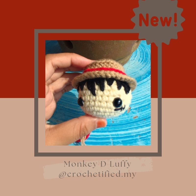 Monkey D Luffy crochet keychain/ One Piece anime keychain/ Cute anime ...
