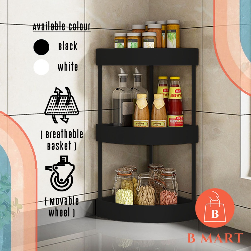 BATHROOM CORNER SHELF 3 TIER TRIANGLE SHELF UNIT PARA PENJURU RAK SEGI ...