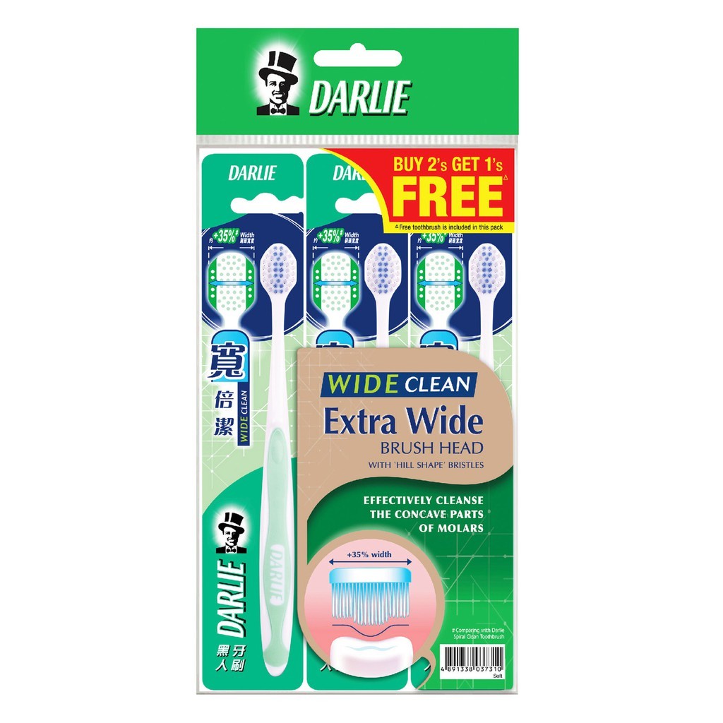 DARLIE Toothbrush Wide Clean Extra Wide Brush Head with Hill Shape Slim ...