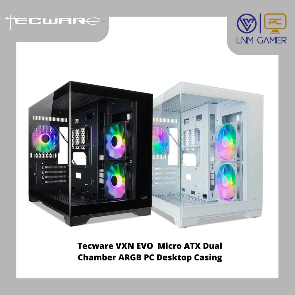 Tecware VXN Evo | Micro ATX Dual Chamber ARGB PC Desktop Casing | 3x ...