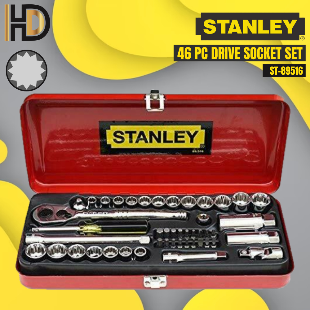 STANLEY 1/4" & 3/8" 46 Pcs Drive Socket Set / STANLEY 89-516 Automotive ...