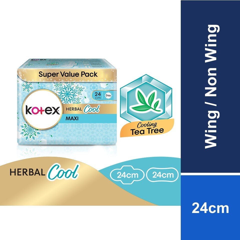( WM Free Shipping ) Kotex Herbal Cool Maxi Wing (14's x 3) / Non Wing ...