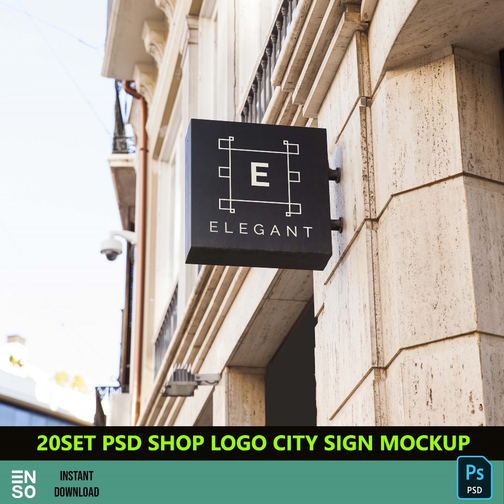 20-Set PSD Shop Logo City Sign Mockup Template | Editable Mockup Design ...
