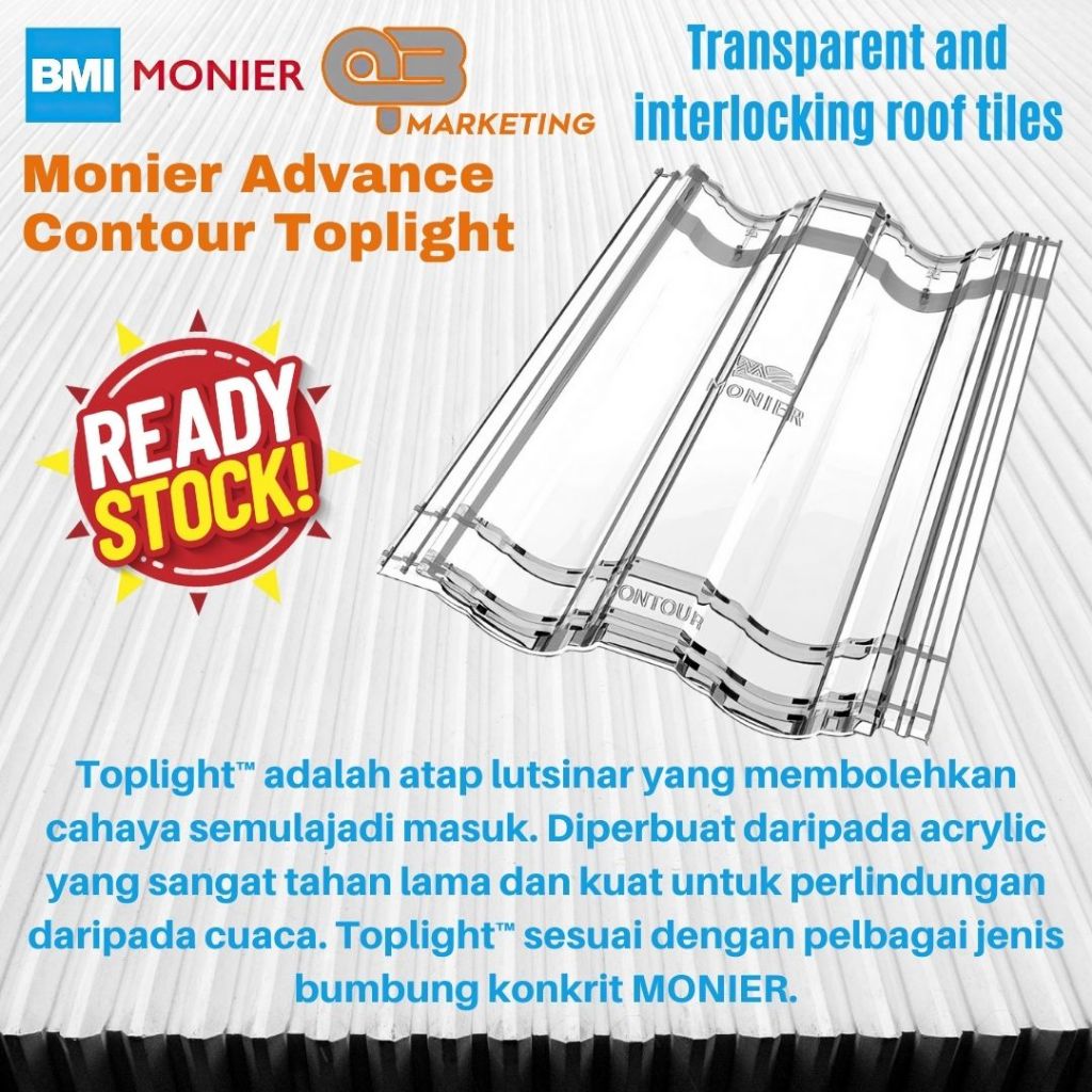 Monier Contour Tropical Toplight Transparent Roof Acrylic - Genting ...