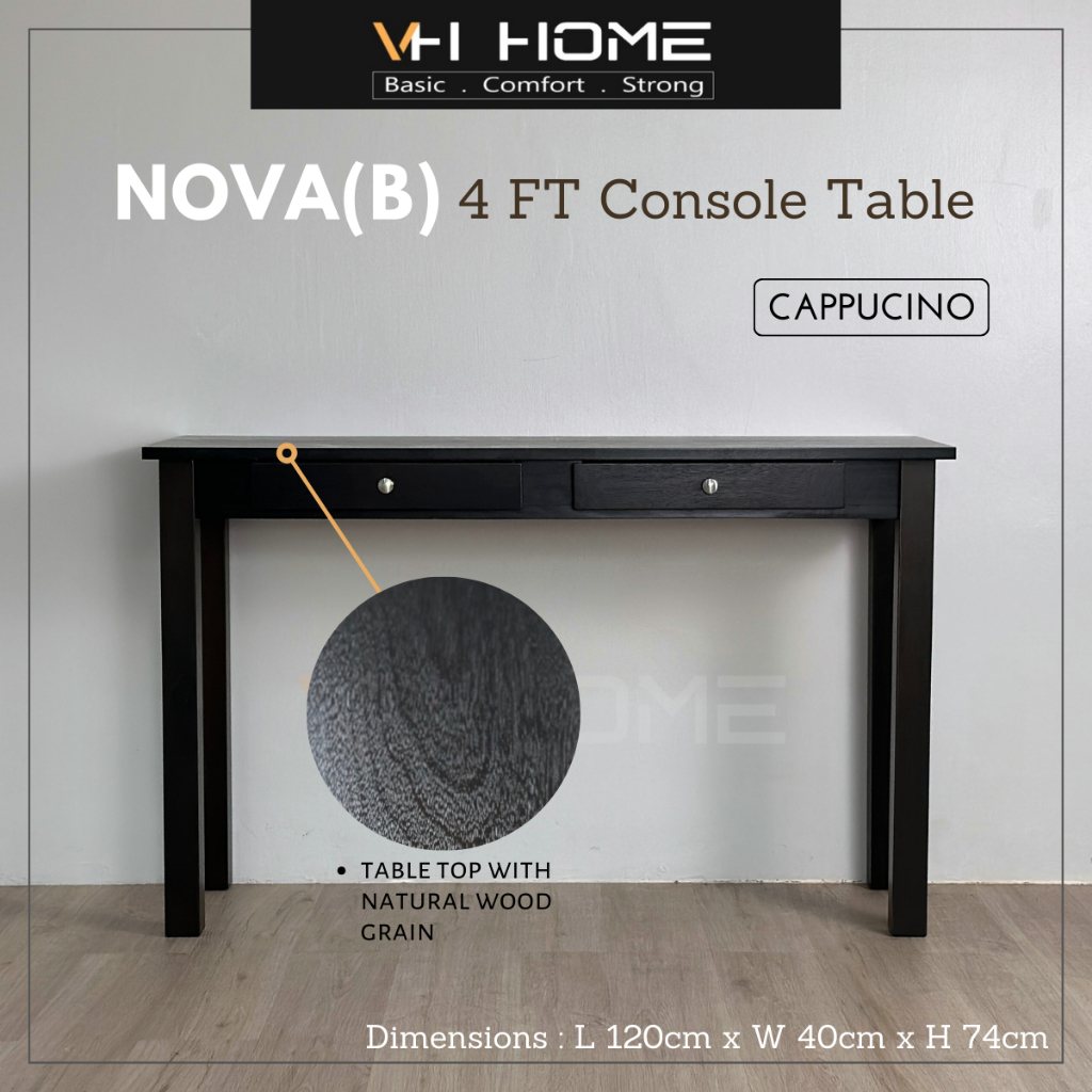 VH NOVA CONSOLE TABLE 4ft Console Meja Study Desk Meja Berlajar/2 Drawer/2 Laci/Solid Wood + MDF ...
