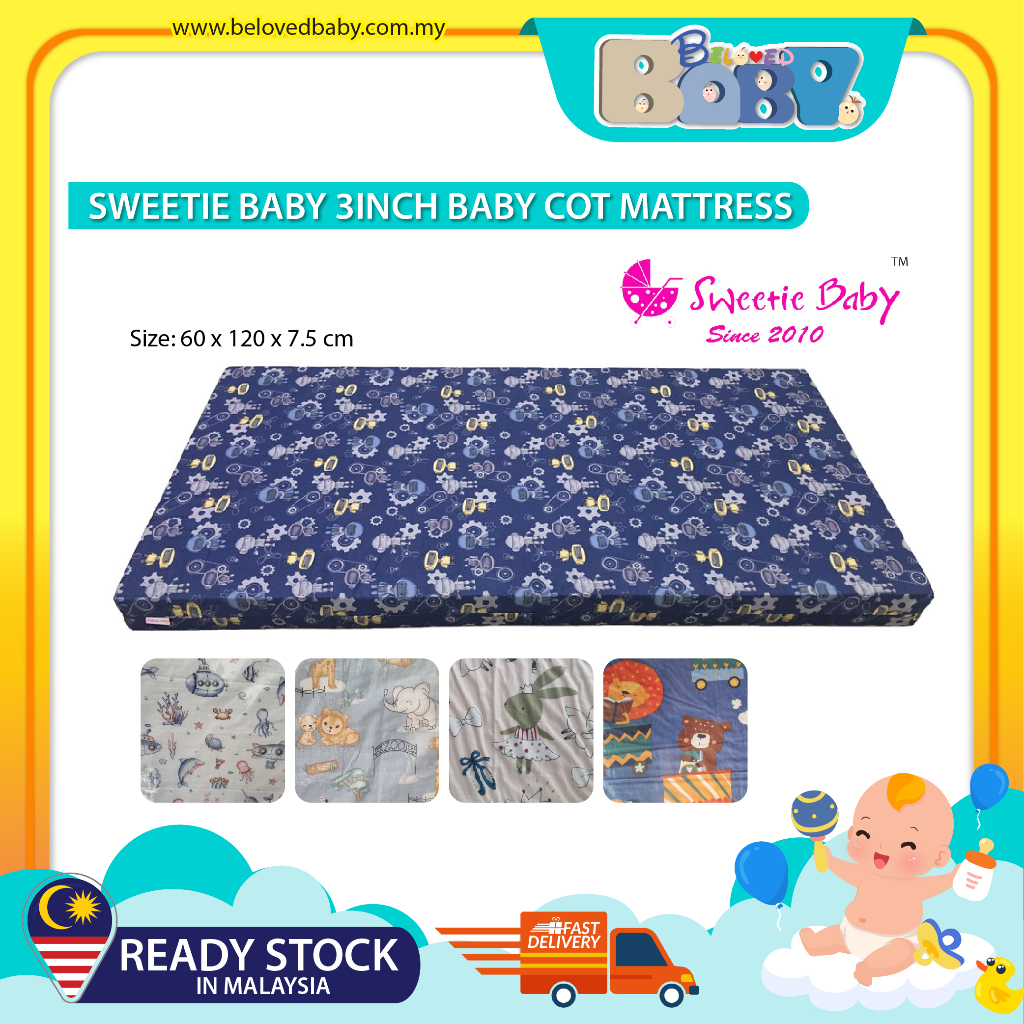 Sweetie Baby Premium 3 inch Baby Cot Mattress With Zip (60 x 120 x 7.5cm) | Shopee Malaysia