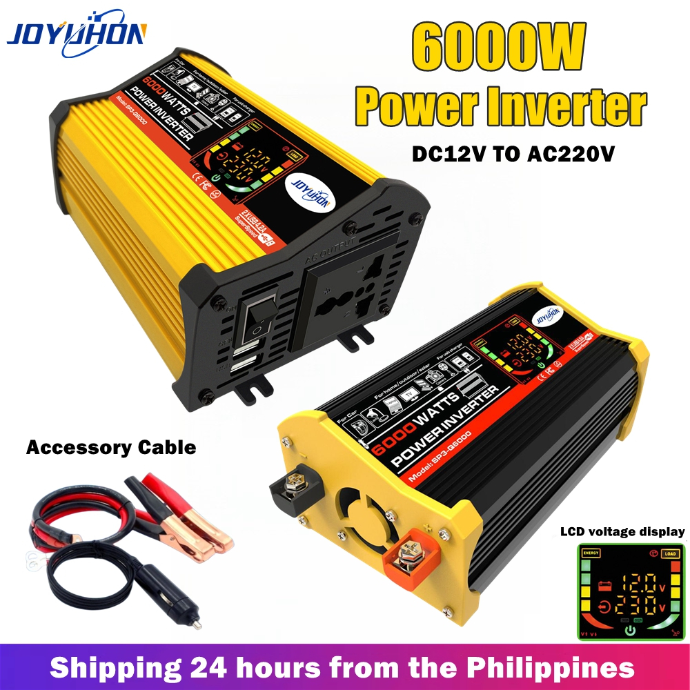 JOYUHON 6000W/4000W Original Dual USB Power Inverter DC12V to AC220V ...