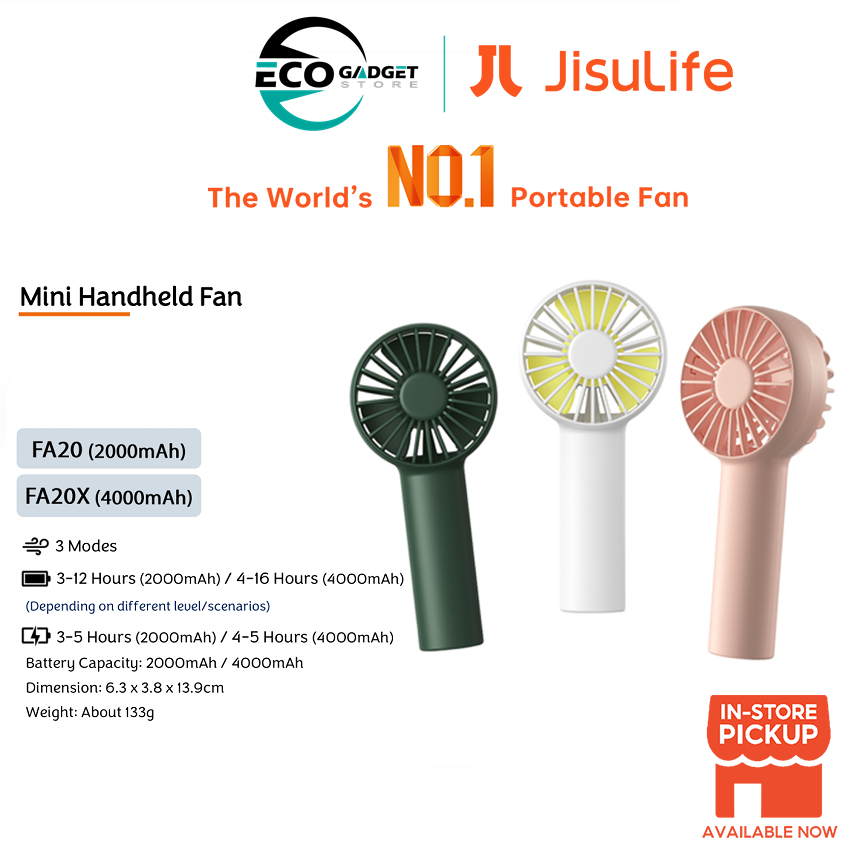JISULIFE Handheld Mini Rechargeable Portable Small Hand Office Cooling ...