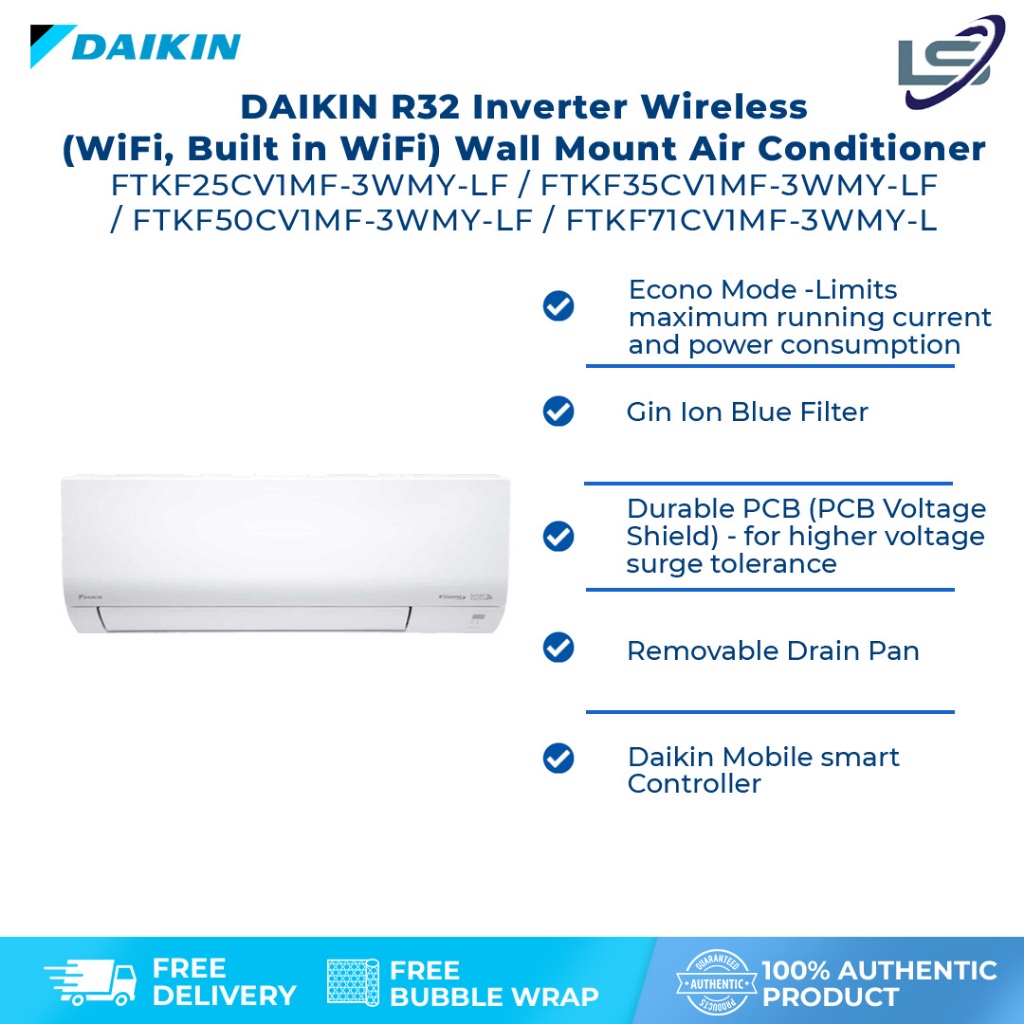 Daikin Ftkf C Series 1hp 1 5hp 2hp 2 5hp R32 Inverter Wireless Built
