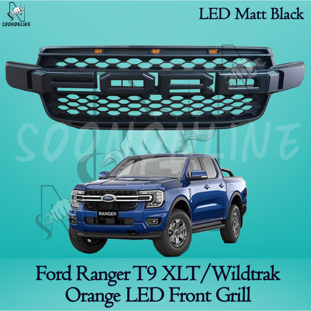 Ford Ranger T9 Front grill with Orange LED/ T9 XLT grill/ T9 XLT Plus ...