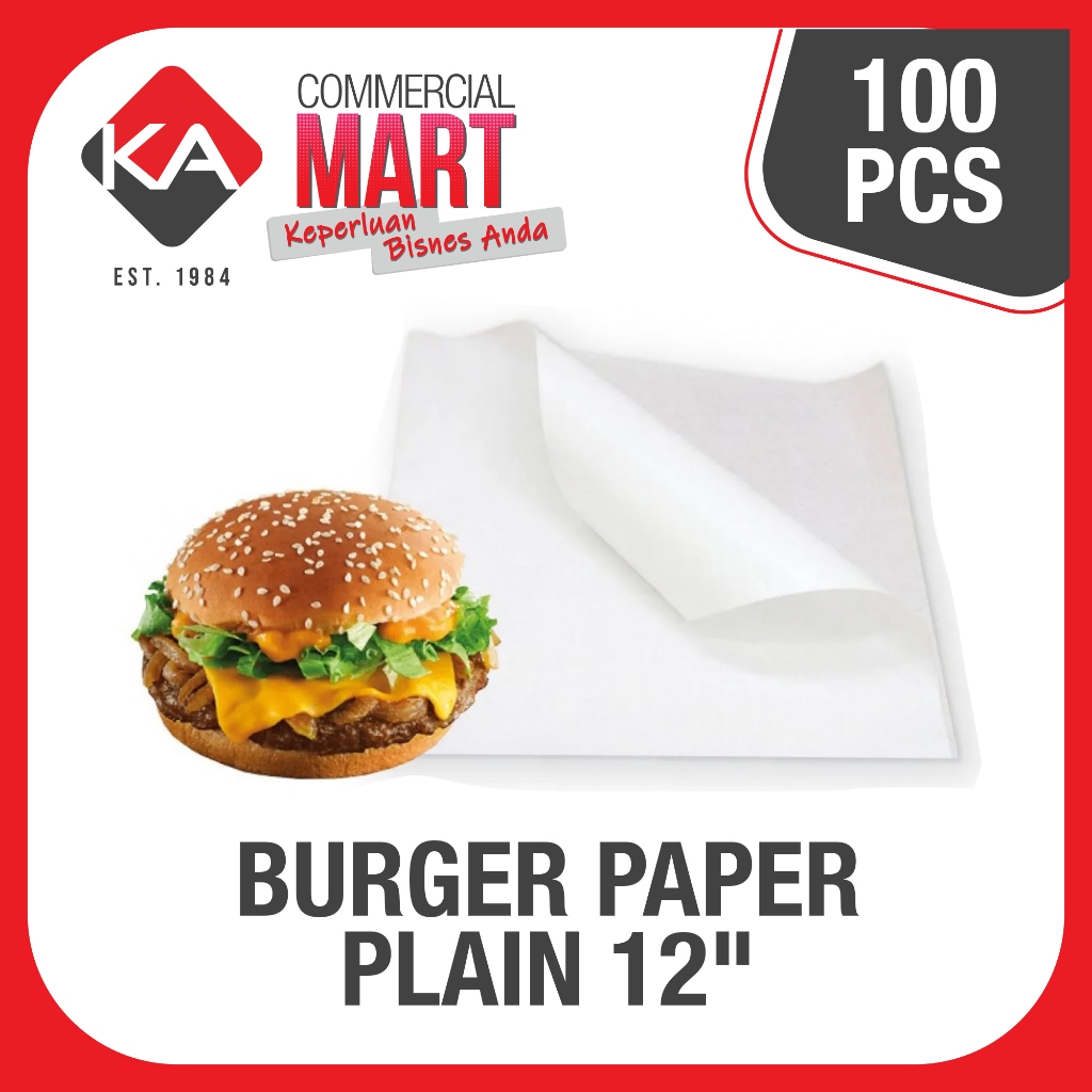 BURGER WRAPING PAPER 12" X 12" PLAIN WHITE 100PCS KA-MART | Shopee Malaysia