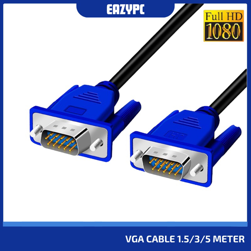 VGA Cable Male To Male 1.5m/3m/5m 15 Pin Full HD Cable | Shopee Malaysia