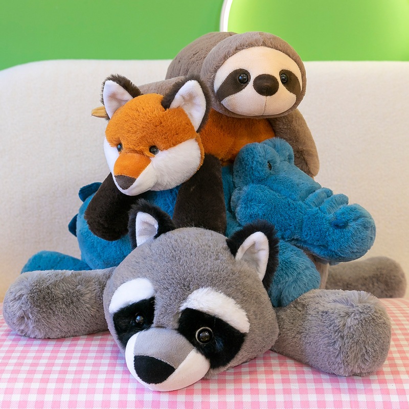 AURORA Lazy Series Fox Crocodile Raccoon Sloth Plush Toy Pillow Cute ...