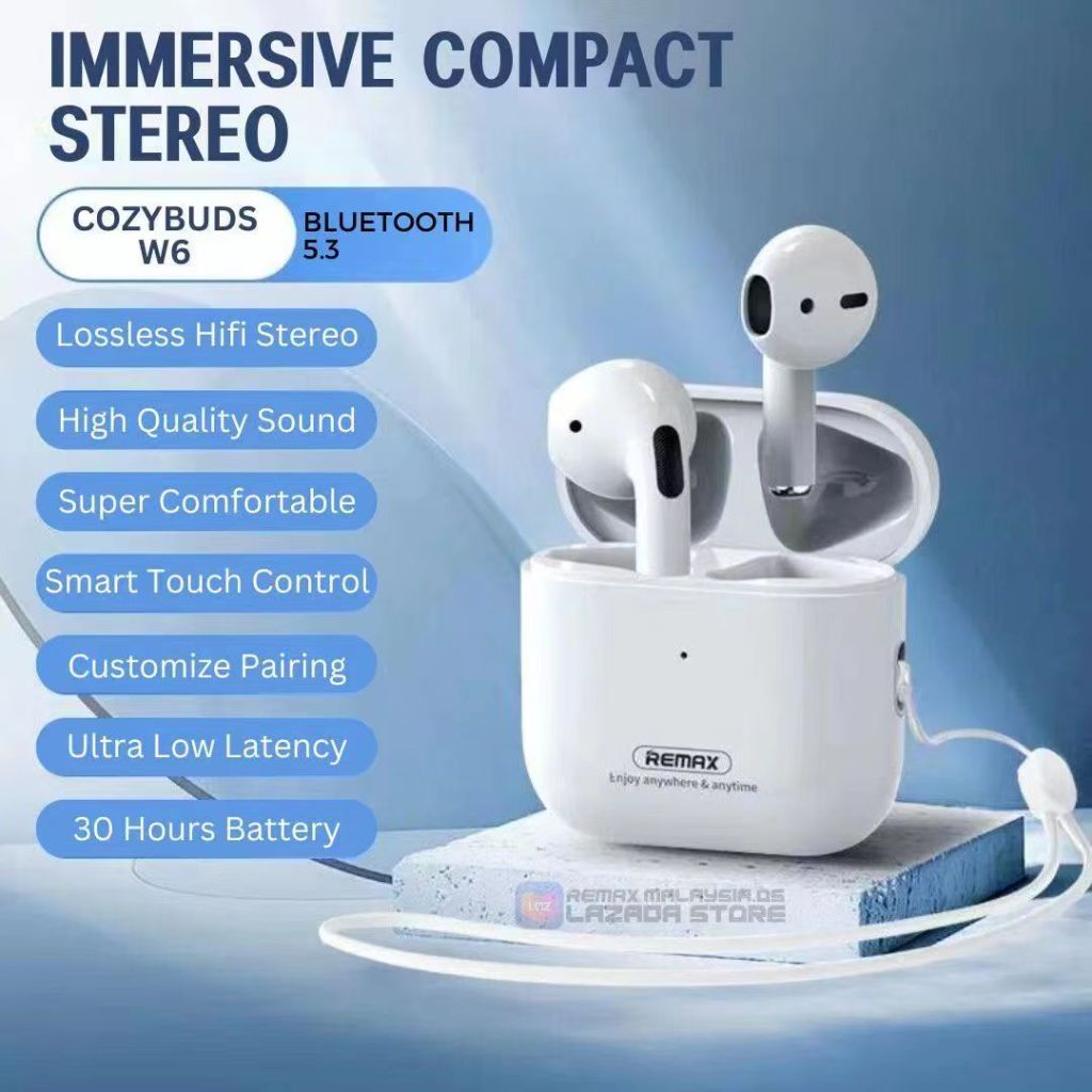 REMAX CozyBuds W6 Wireless Bluetooth V5.3 Earbuds Headset / HIFI Super bass / HD Voice / Mini ...