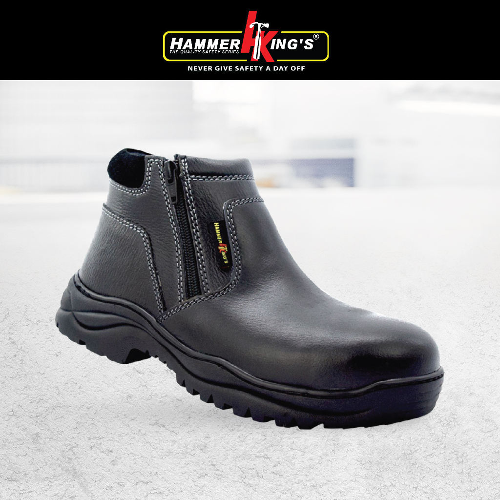 Hammer King's HK 13031 Men Standard Safety Black Leather Safety Shoes ...