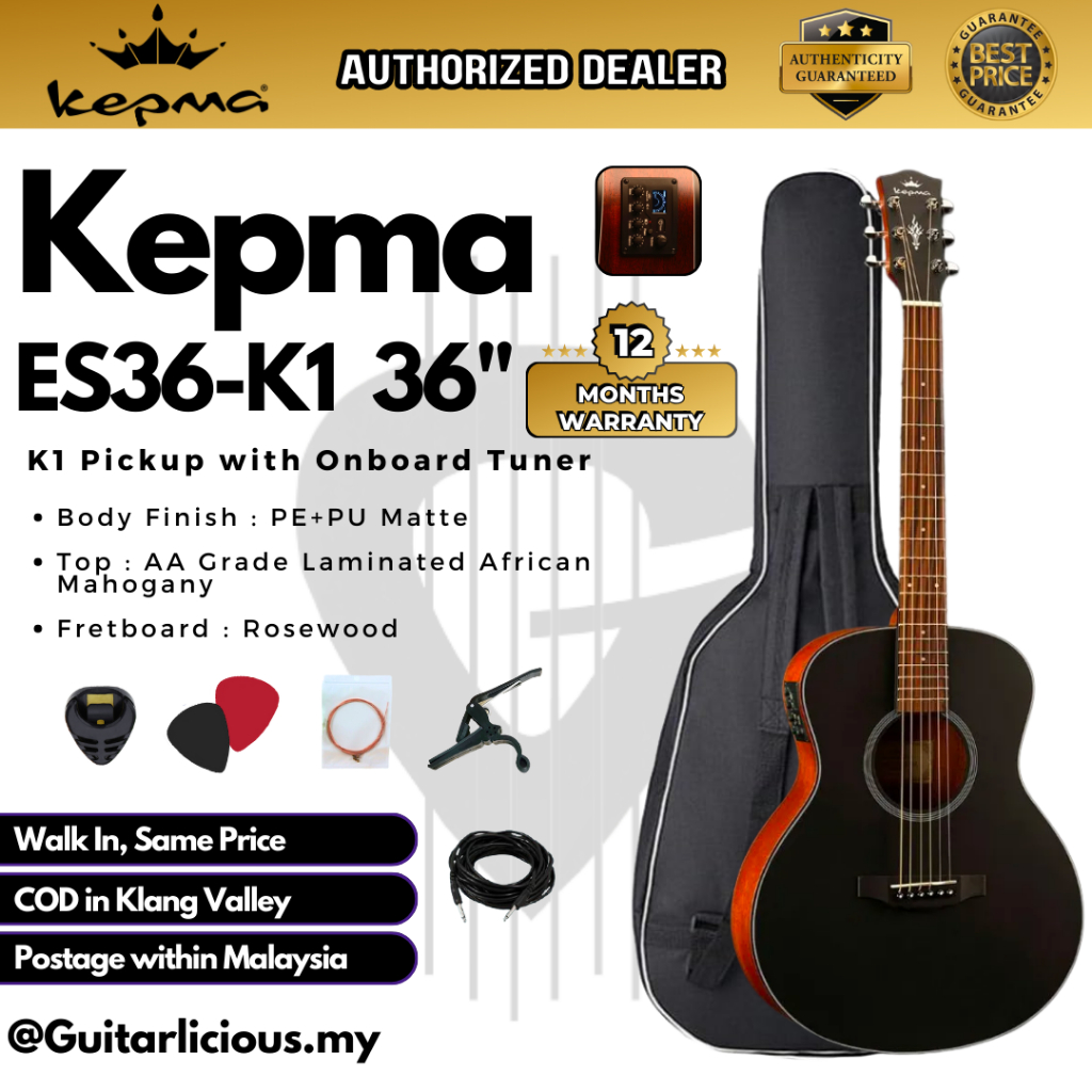 KEPMA ES36EQ , 36 inch (3/4) Travel Portable Acoustic Guitar with with ...