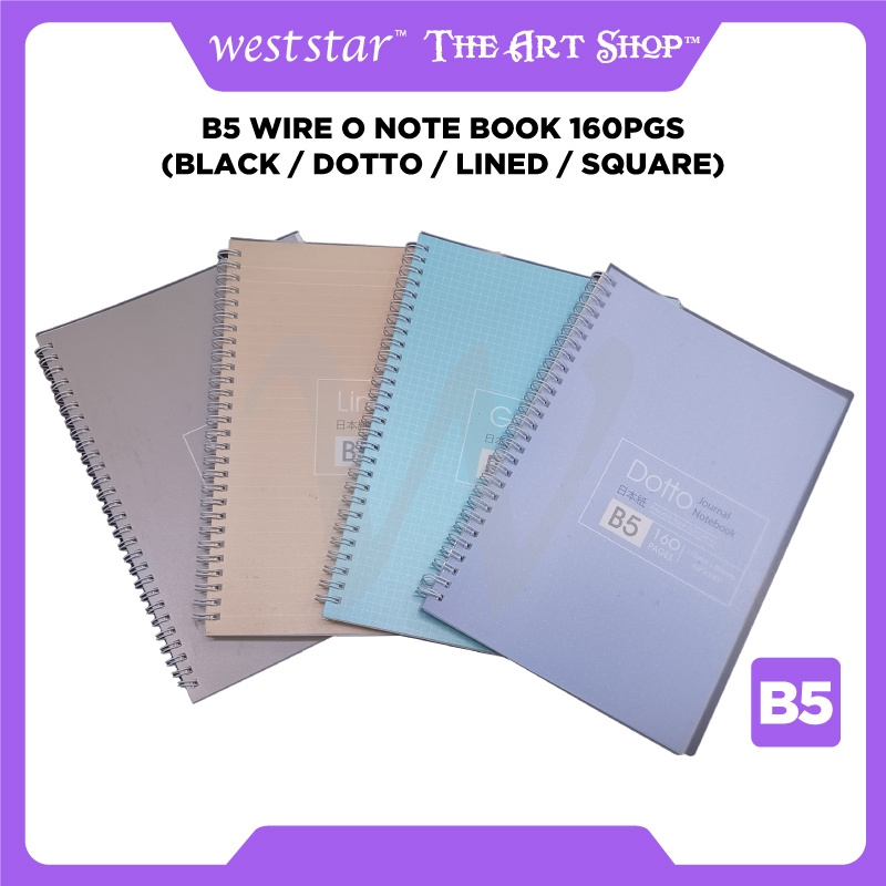 [Weststar TAS] B5 Wire O Note Book 160pgs - Black / Lined / Square ...