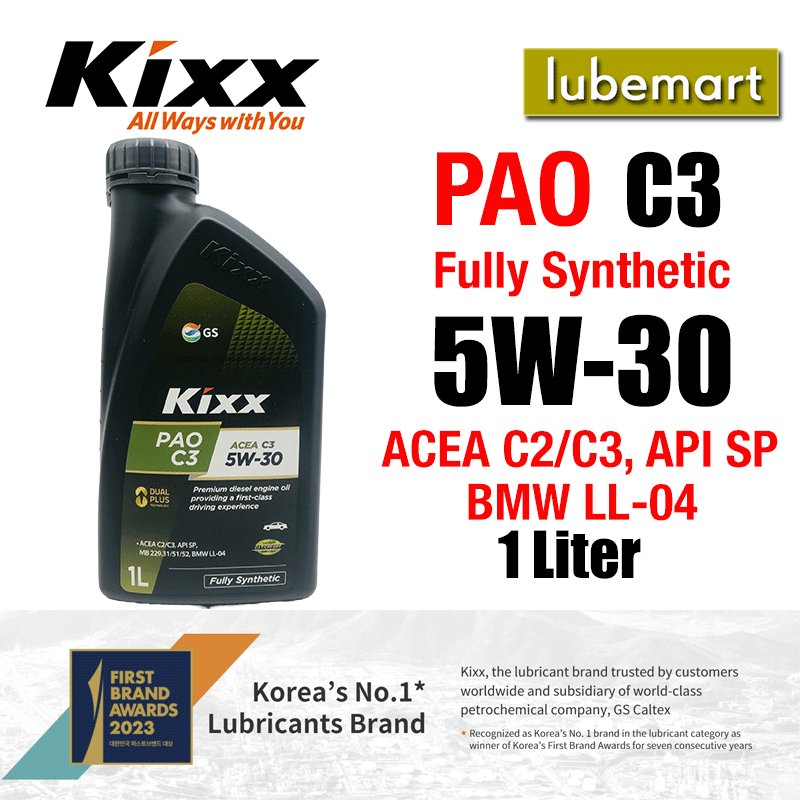 KIXX PAO C3 5W-30 FULLY SYNTHETIC ENGINE OIL 5W30 (1 LITER) | Shopee ...